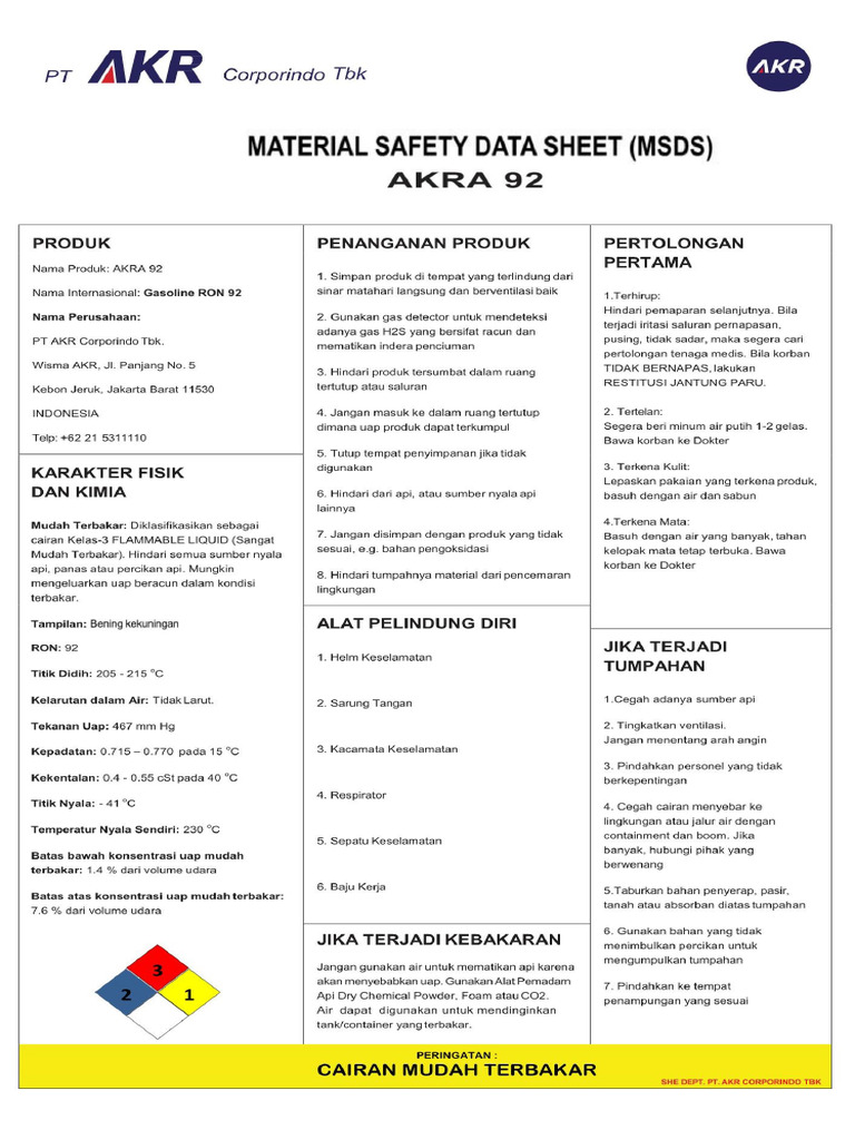 MSDS Akra 92 | PDF