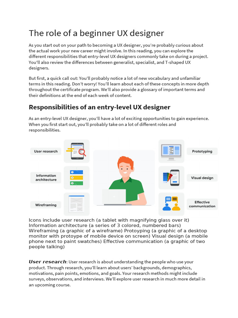 The Role of A Beginner UX Designer | PDF | Cognitive Science | Design
