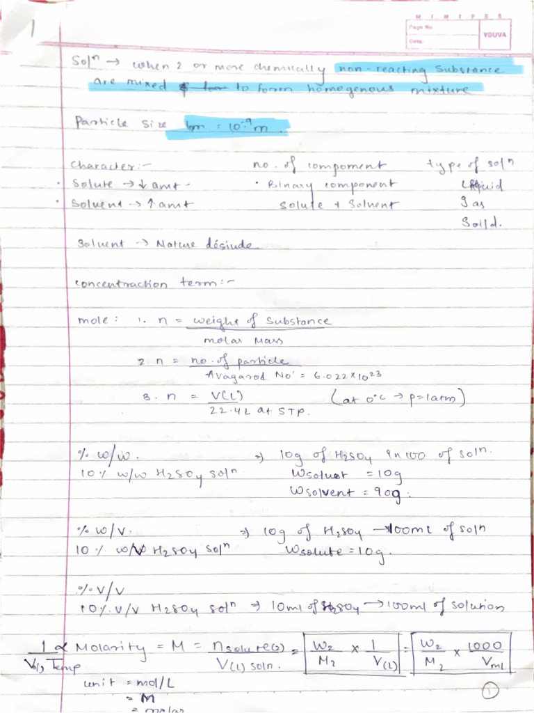 Solution Class 12th Chapter 1 Chemistry | PDF | Quantity | Scientific ...