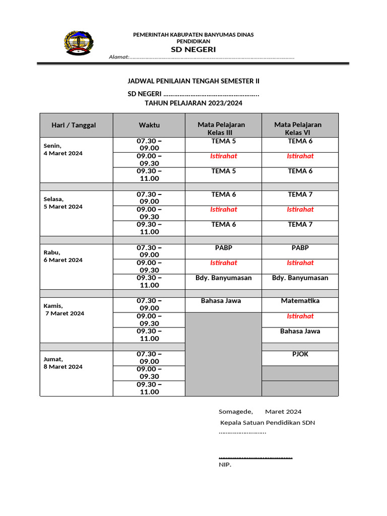 Jadwal Pat - STS - 2024 | PDF