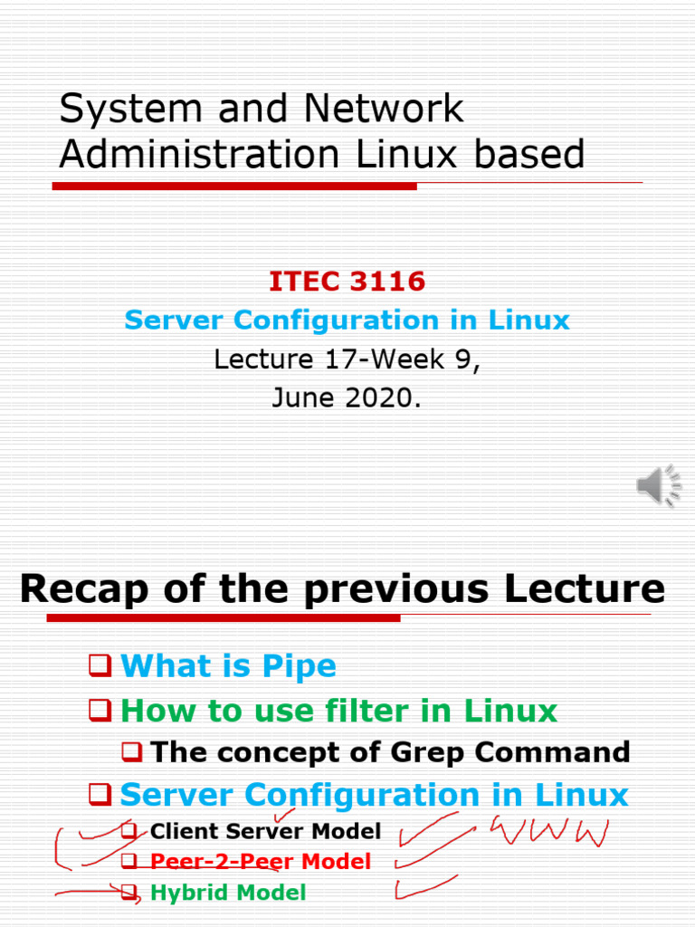 Itec3116 Snal Lecture 17 Linux Server Configuration Pdf Computer Network File Transfer