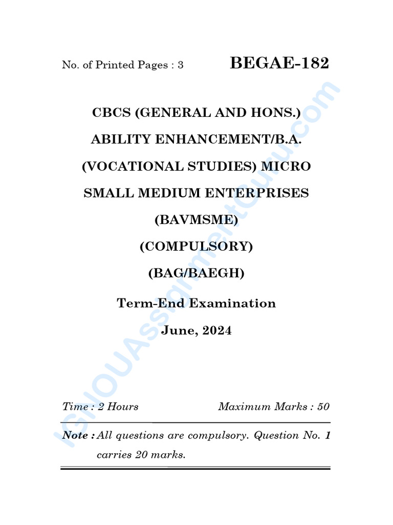 June 2024 BEGAE-182 | PDF | Human Communication