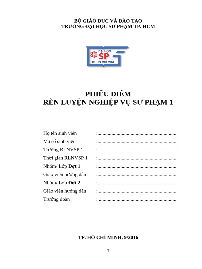 1.phieu Diem RLNVSP 1 | PDF