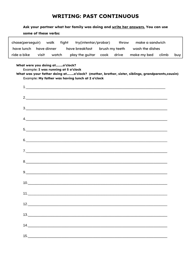 Writing - Past Continuos | PDF