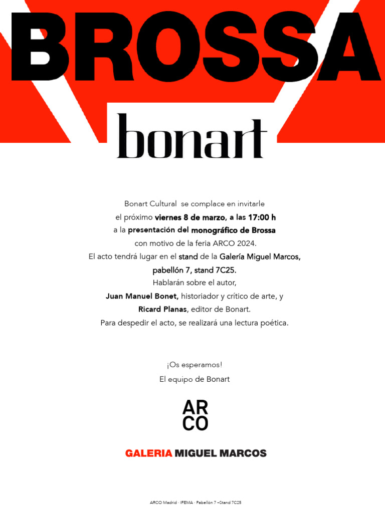 Bonart - Galeria Miguel Marcos - Joan Brossa - 8.03.2024 - e | PDF