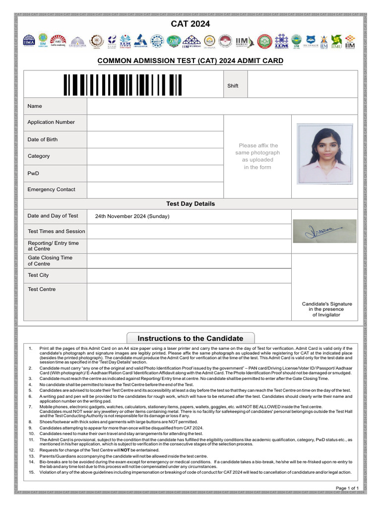 Admit Card | PDF | Identity Document | Government And Personhood