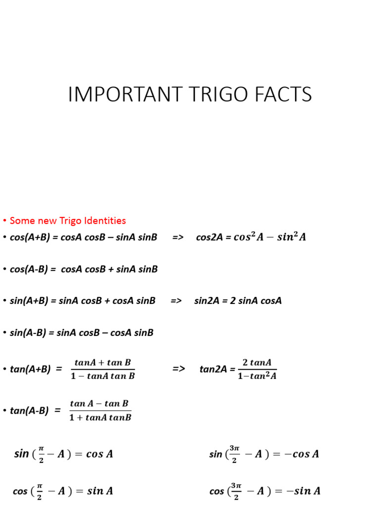 Formulas of Trigo | PDF