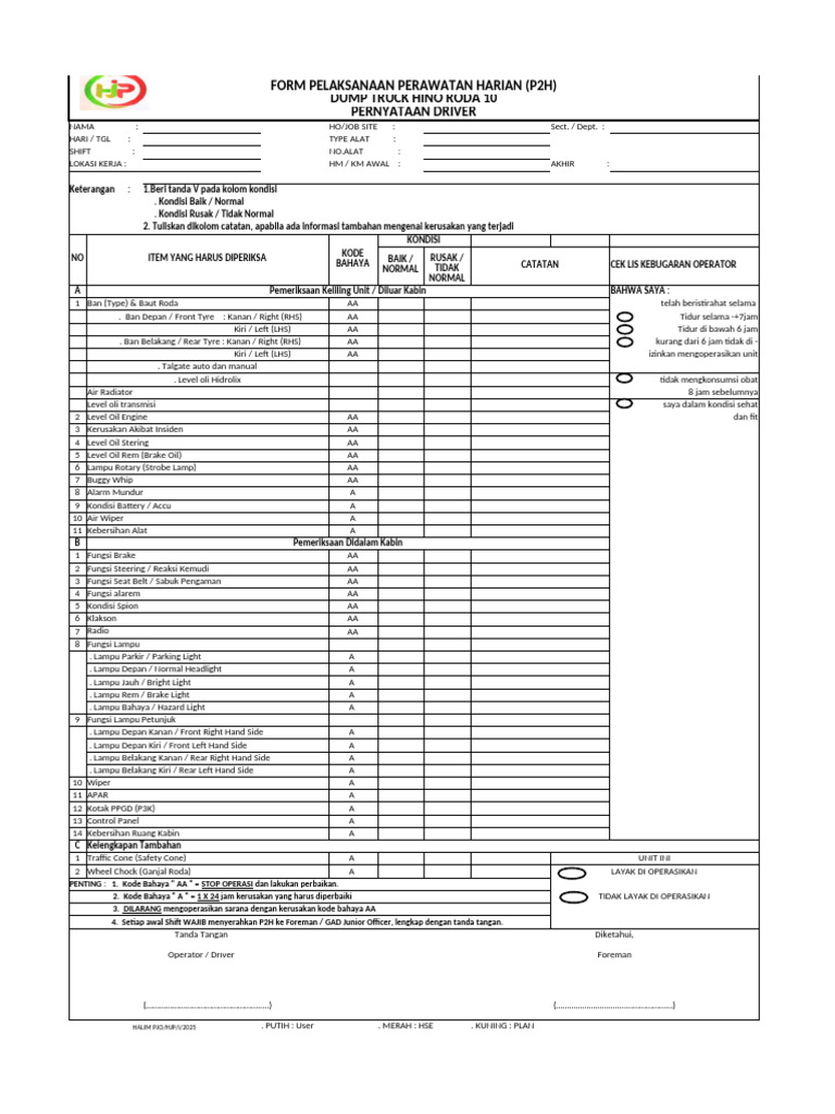 FORM P2H DT EXCEL XLSX | PDF