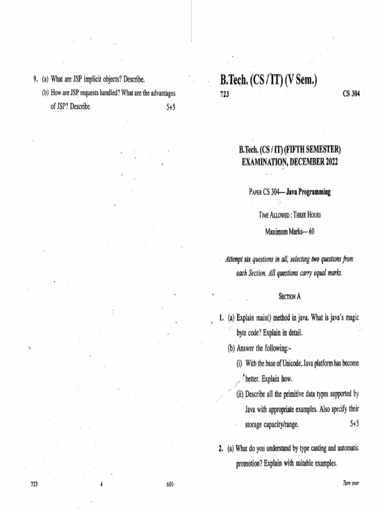 B.Tech V Sem. 2022-2023 | PDF