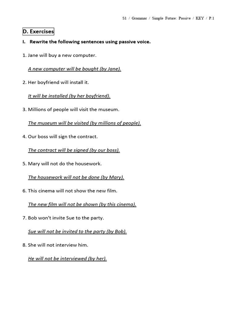 Passive Voice (Simple Future) | PDF