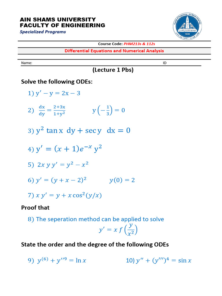 Major Task Fall 2024 | PDF | Ordinary Differential Equation | Numerical Analysis