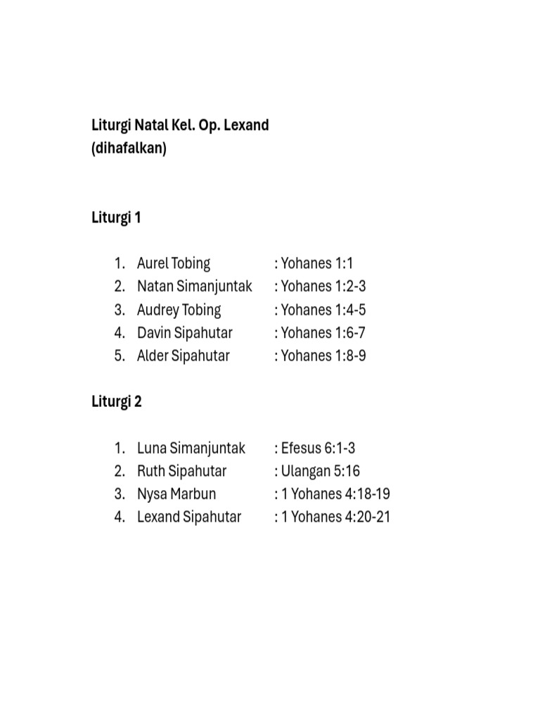 Liturgi Natal Keluarga Lexand | PDF