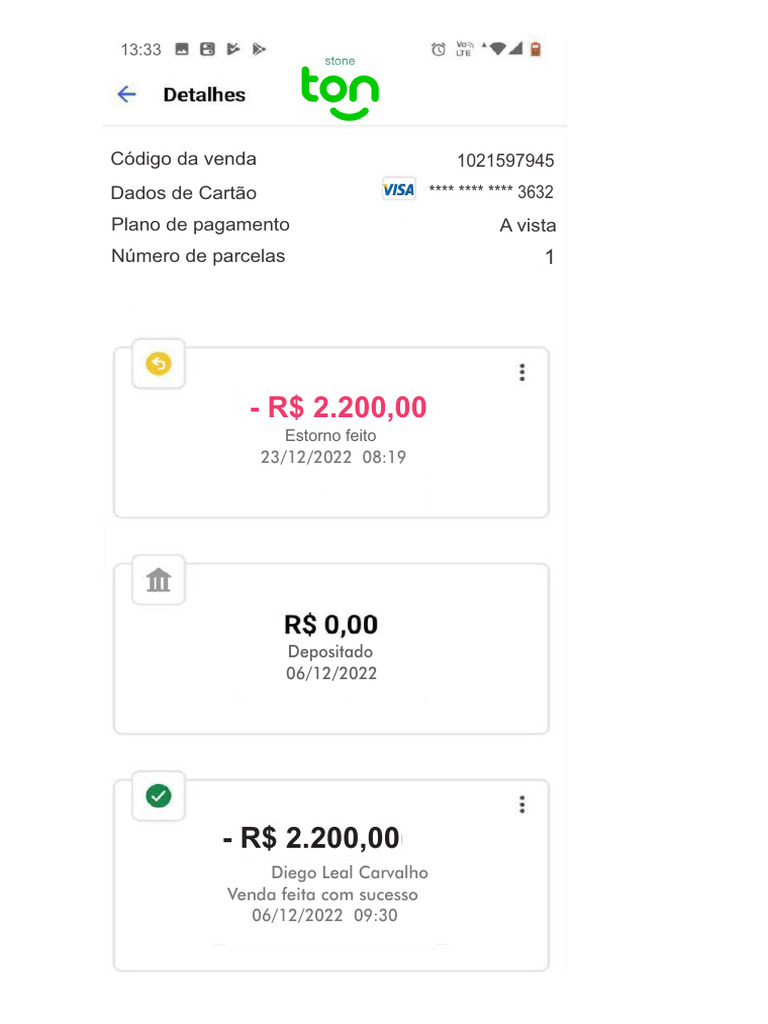 Comprovante de Estorno Da Ton | PDF