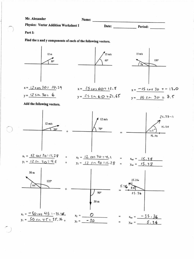 Wkst-Vector_Addition (answers) | PDF