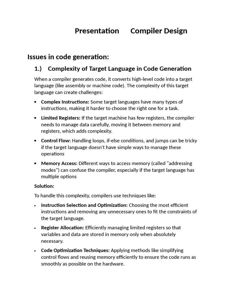 Code Generation in Compiler Design | PDF | Program Optimization | Compiler