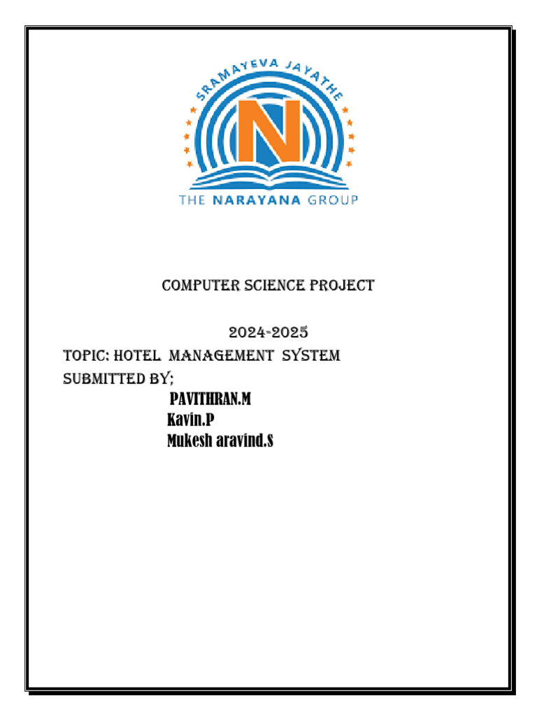 CS-PROJECT-2024-25 | PDF | Hotel | Databases