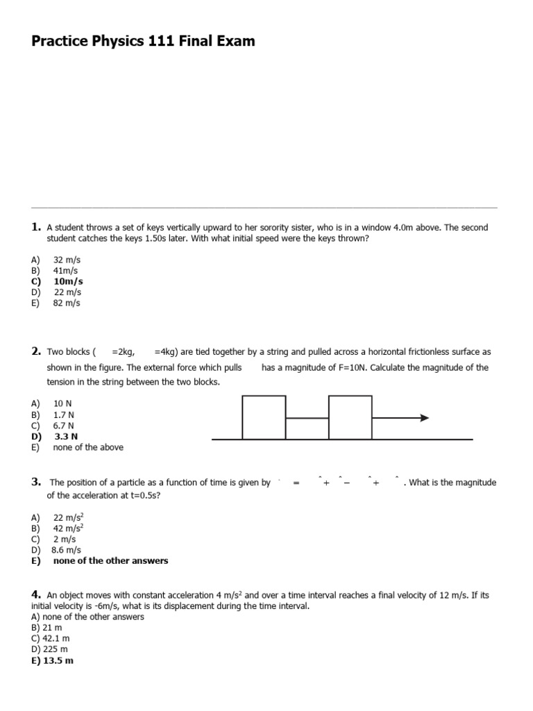 Phys111 FINAL-PRACTICE PROBLEMS FALL 2024 | PDF | Physical Phenomena | Applied And ...
