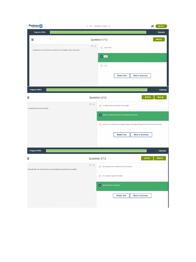 Quiz Python 1 Modulo 4 | PDF