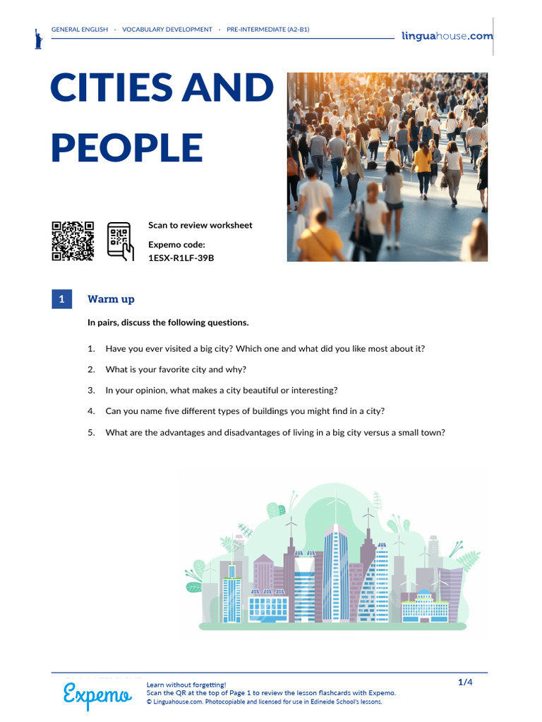 City Vocabulary for A2-B1 Learners | PDF