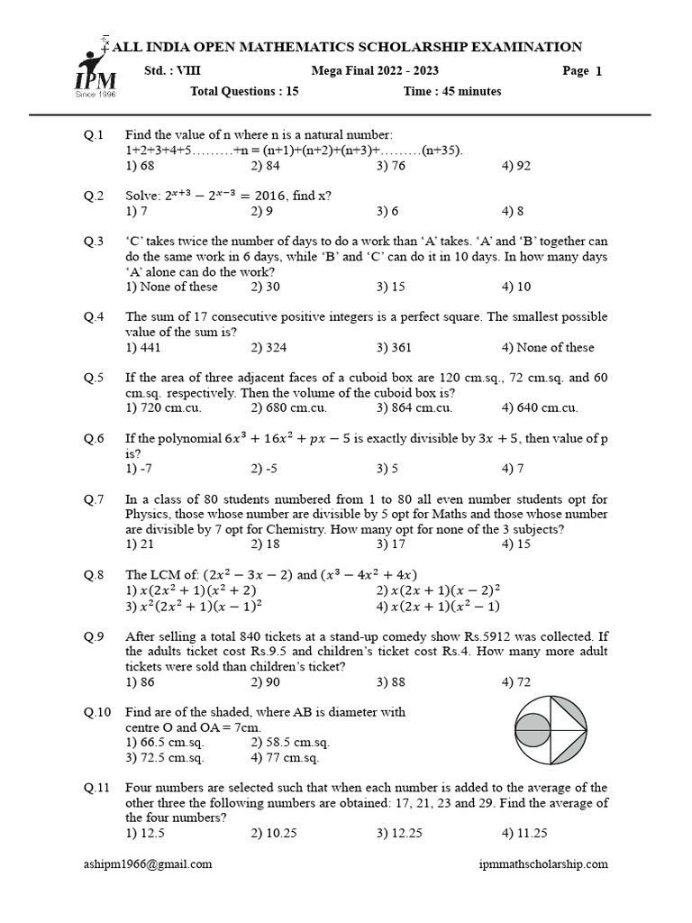 8th Mega Final 2022-2023 | PDF | Numerical Analysis | Arithmetic