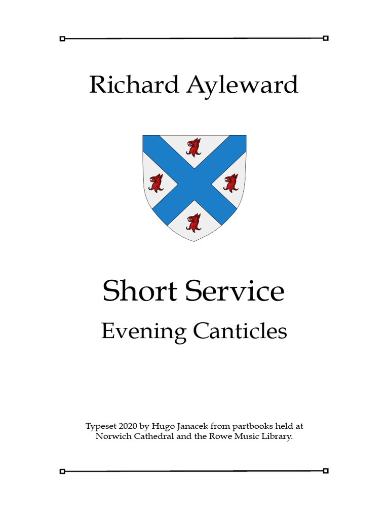 Ayleward, Short Evening Service | PDF | Choral Music | Pitch (Music)