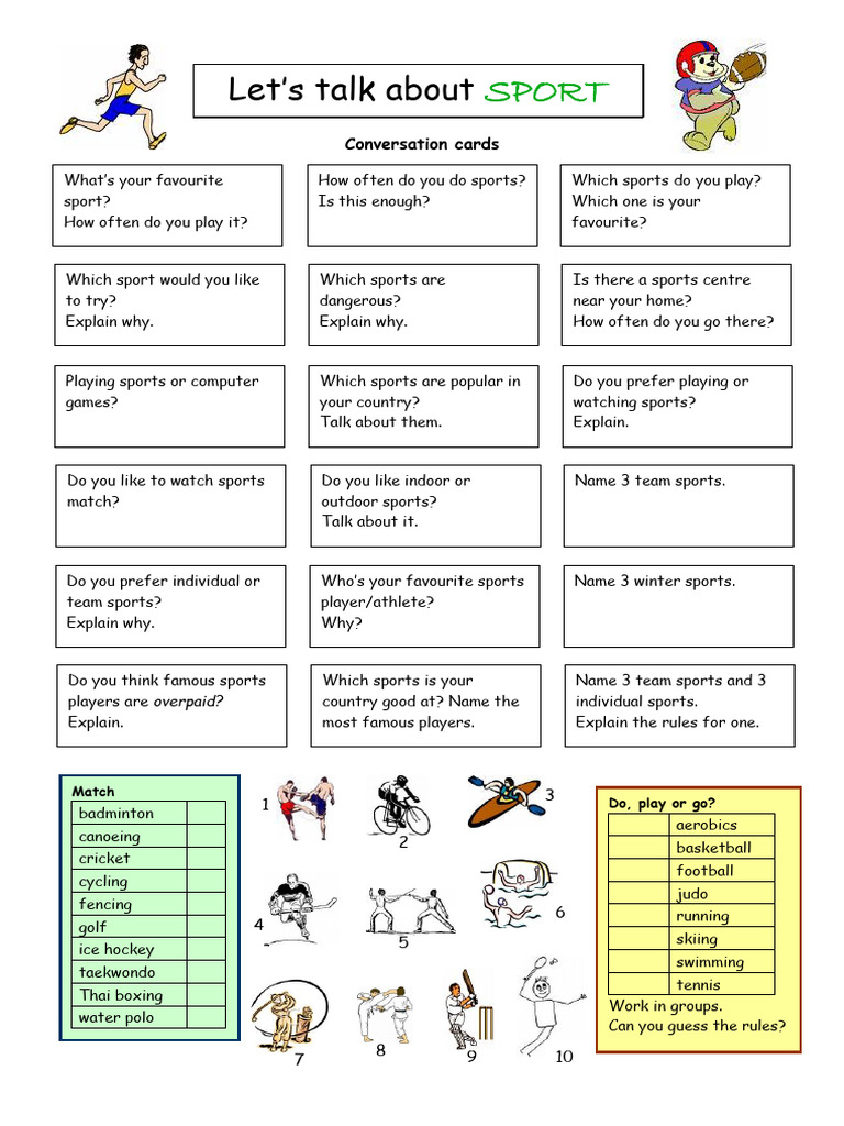 Conversation Cards for Sports Discussion | PDF | Sports | Entertainment