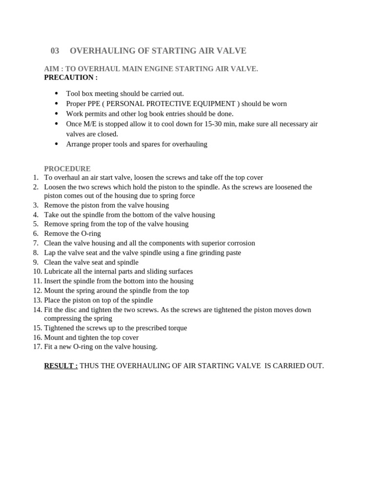 03 Starting Air Valve | PDF