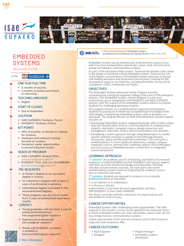 Ems Embedded Systems Advanced Master S Leaflet Isae-Supaero 2025 | PDF | Thesis | Academic Degree