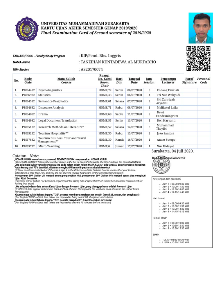Final Exam Card UMS 2019/2020 | PDF | Methodology