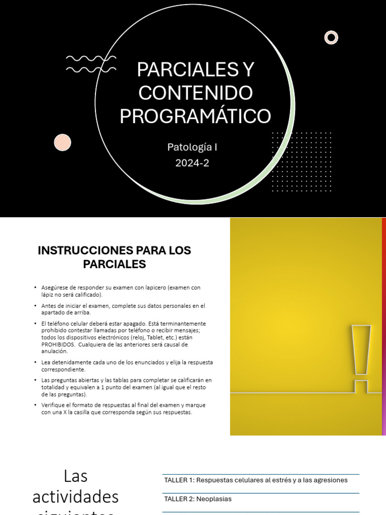 Parciales y Contenido Programático | PDF | Patología | Especialidades Medicas