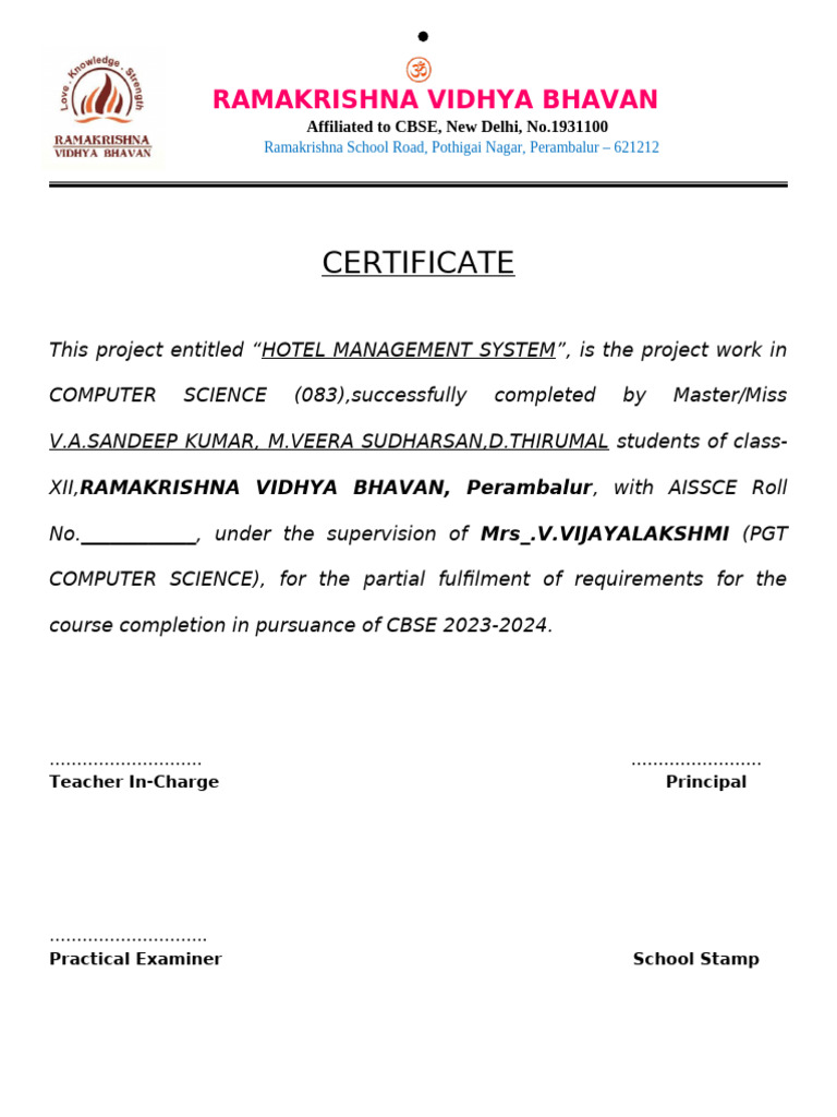 Investigatory Project Certificate | PDF
