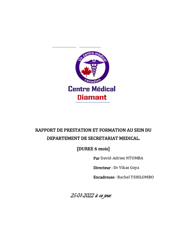 Rapport de stage au secrétariat médical | PDF | Secrétaire | Médecine