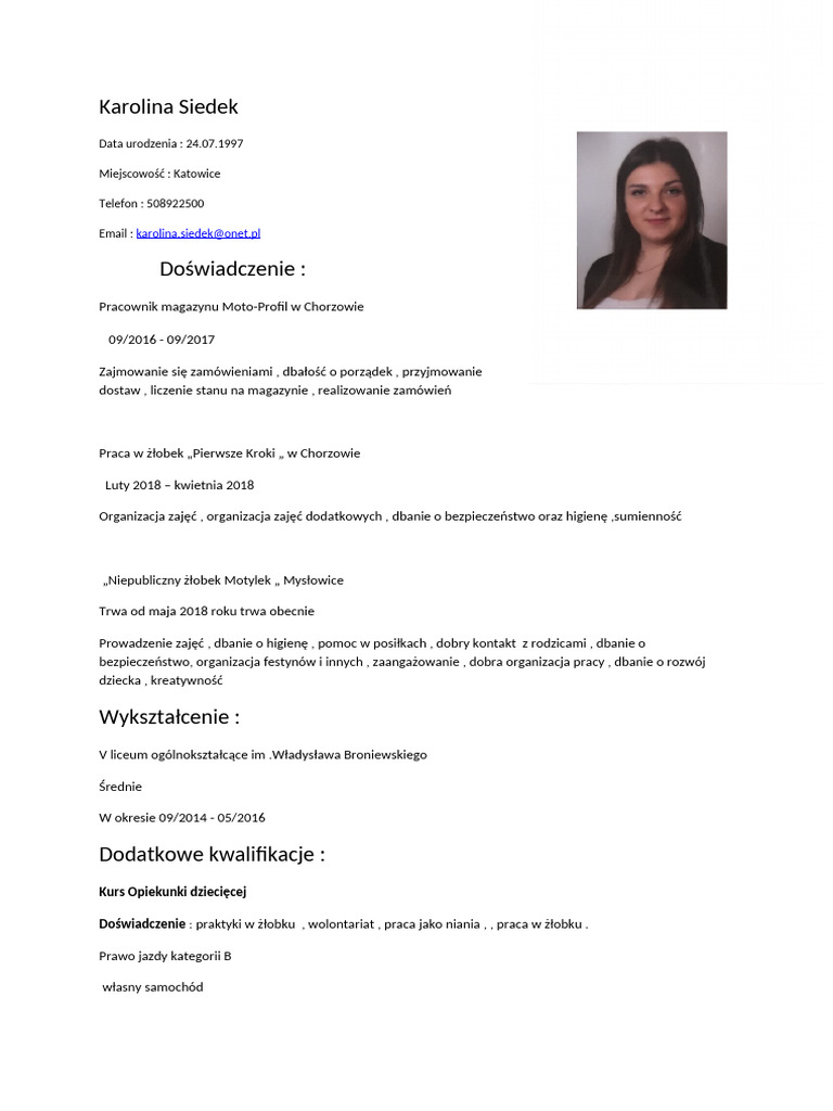 Karolina-Siedek cv — nowe (1) | PDF
