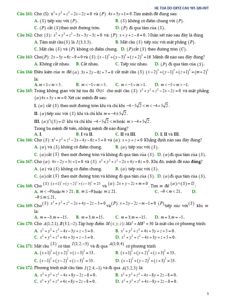 He Toa Do Oxyz-Cau 161-320-HVT | PDF