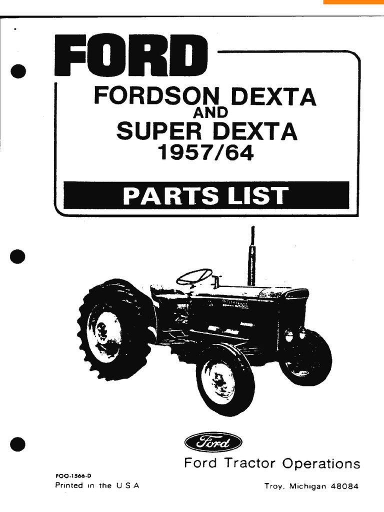 Fordson Dexta and Super Dexta 57-64 Partslist | PDF