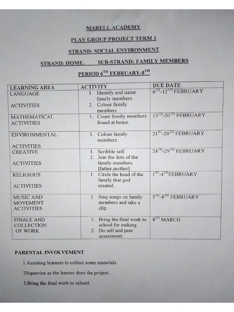 Home Project & Worksheet Playgroup | PDF