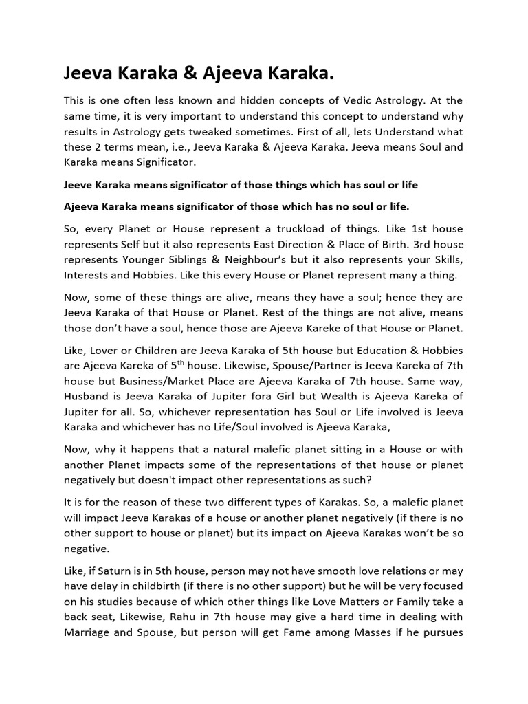 Jeeva Karaka | PDF | Planets In Astrology | Planets