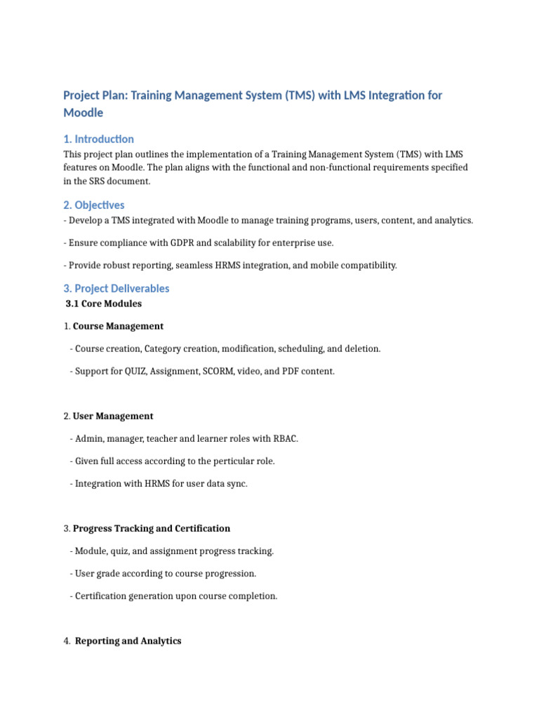 Moodle TMS with LMS Integration Plan | PDF | Software Testing ...
