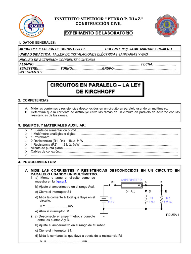 Experimento de Circuitos en Paralelo | PDF | Resistencia Eléctrica y ...