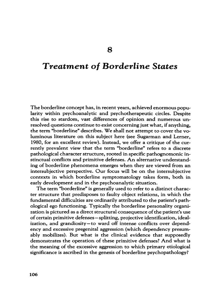Treatment of Borderline Patients | PDF | Psychoanalysis | Borderline ...
