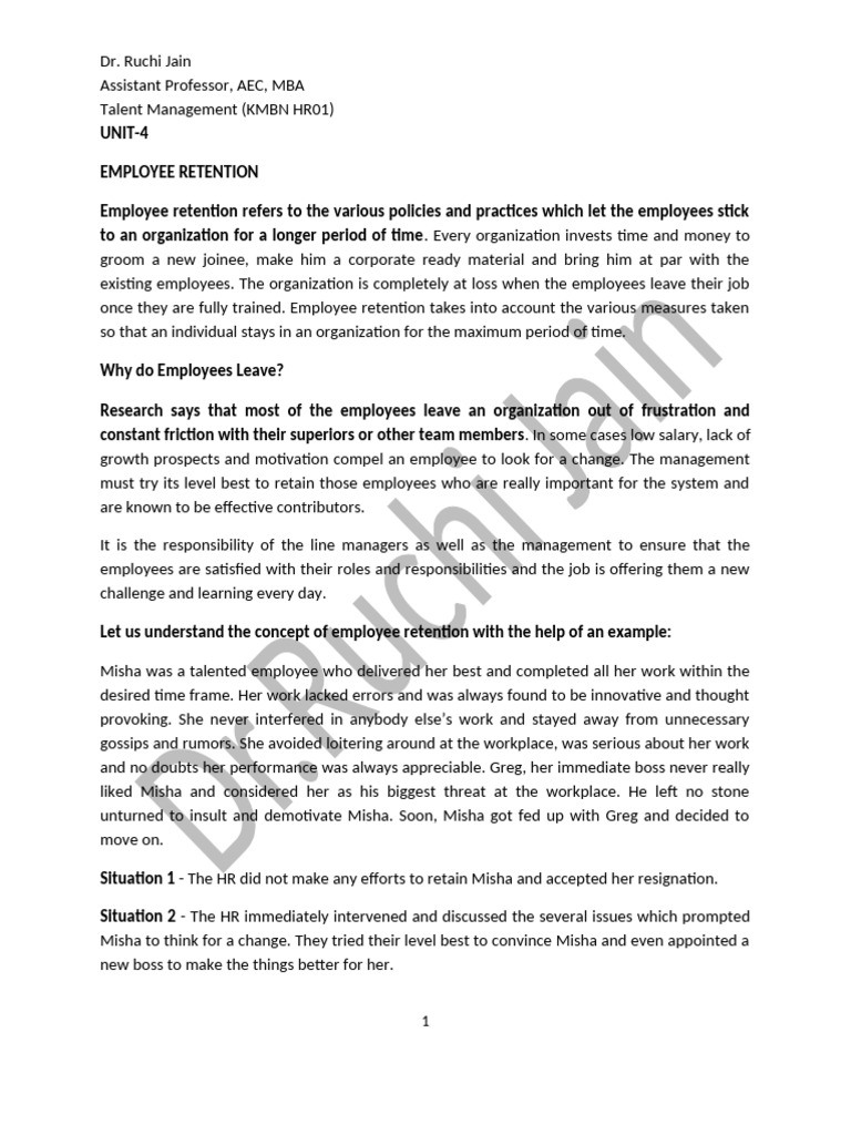 UNIT-4 | PDF | Turnover (Employment) | Employee Retention