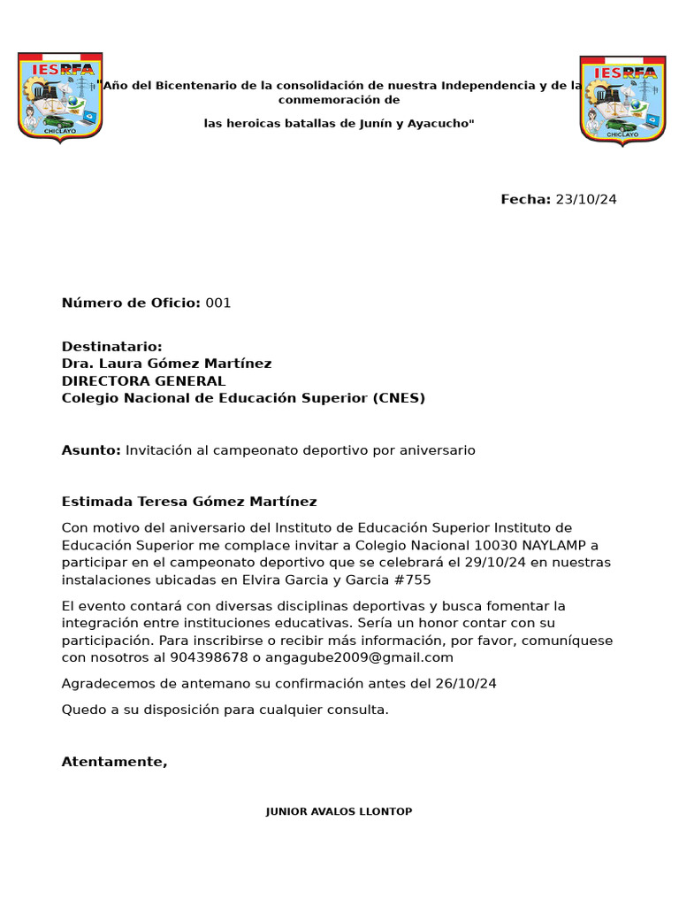 Oficio 3 Avalos | PDF