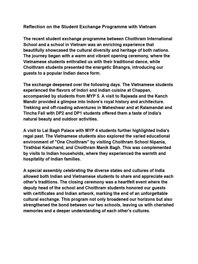 Vietnam-India Student Exchange Highlights | PDF