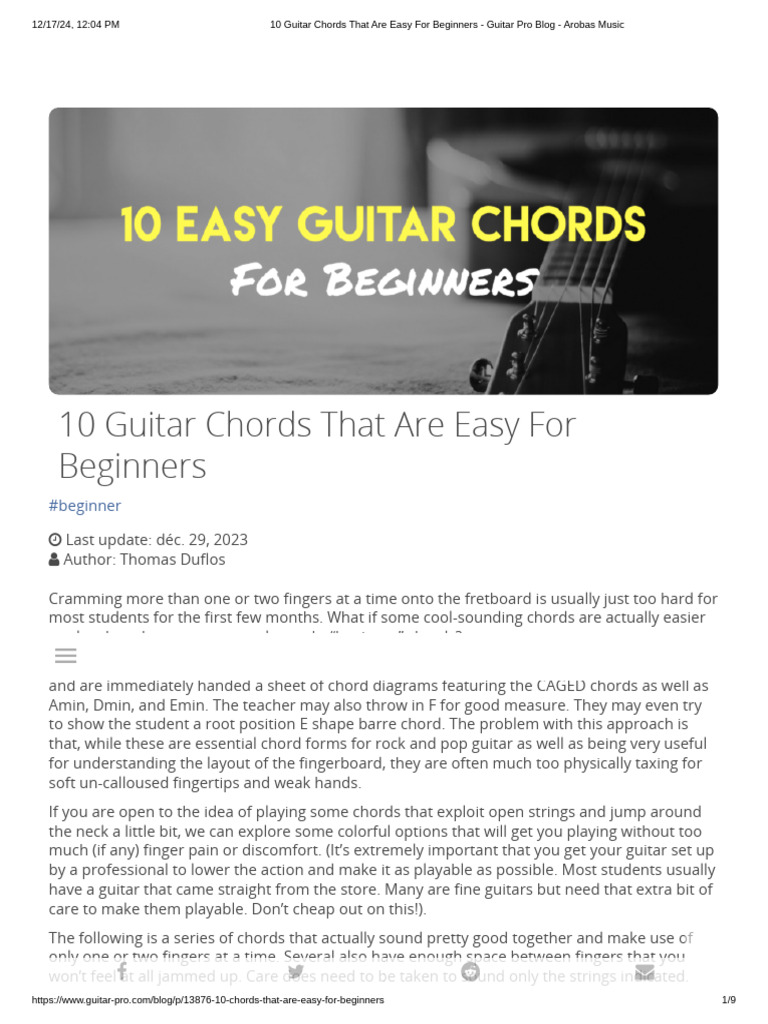 10 Guitar Chords That Are Easy For Beginners - Guitar Pro Blog - Arobas ...