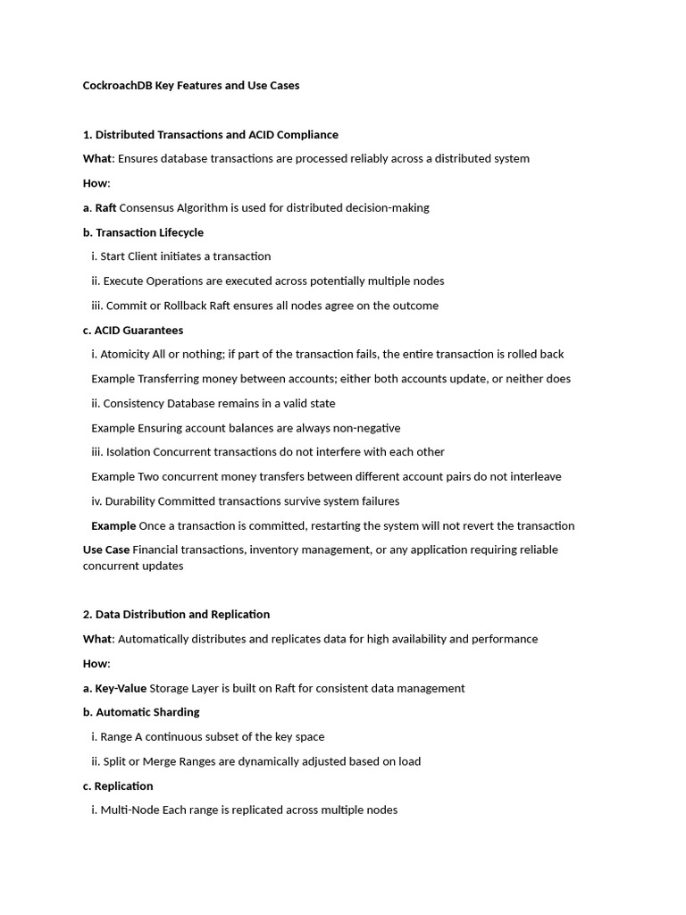 cockroach usecases and syntax | PDF | Database Transaction | Acid
