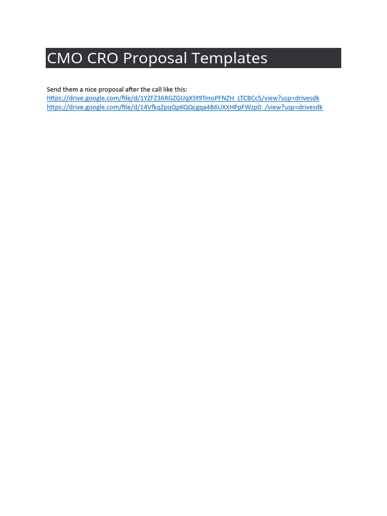 CMO CRO Proposal Templates | PDF