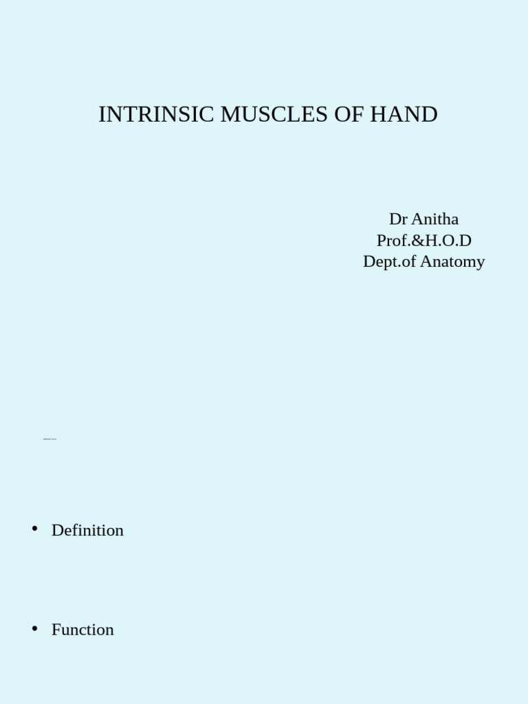 Intrinsic Muscles of Hand | PDF