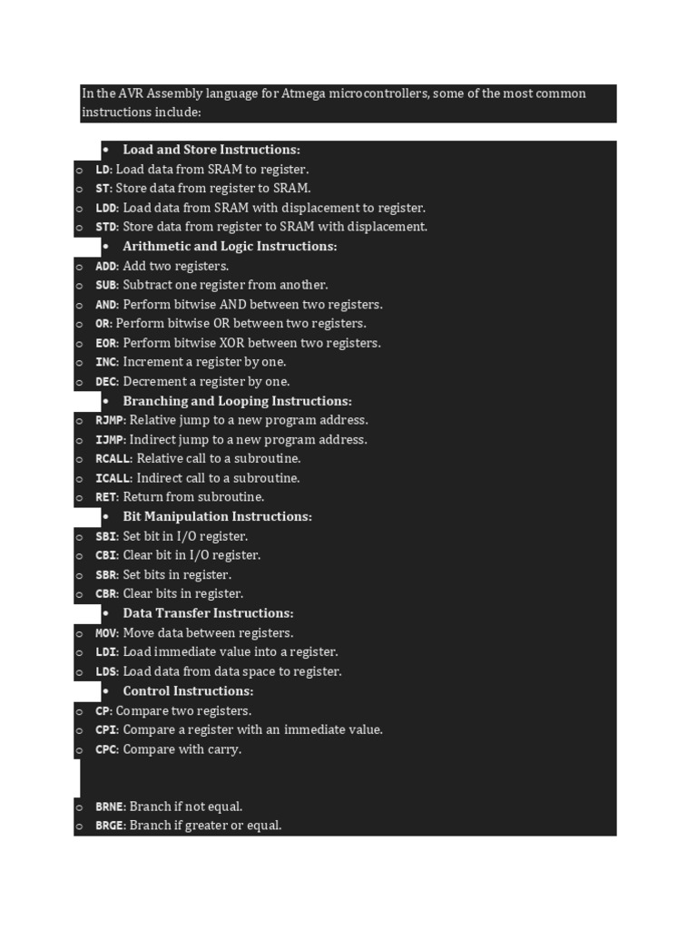 AVR Assembly Language for Atmega | PDF AVR Assembly Language for Atmega | PDF