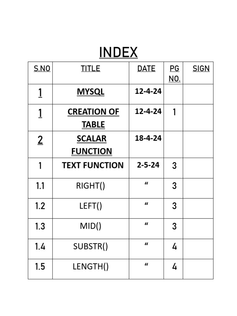 Index Table | PDF | Data Management | Computer Data