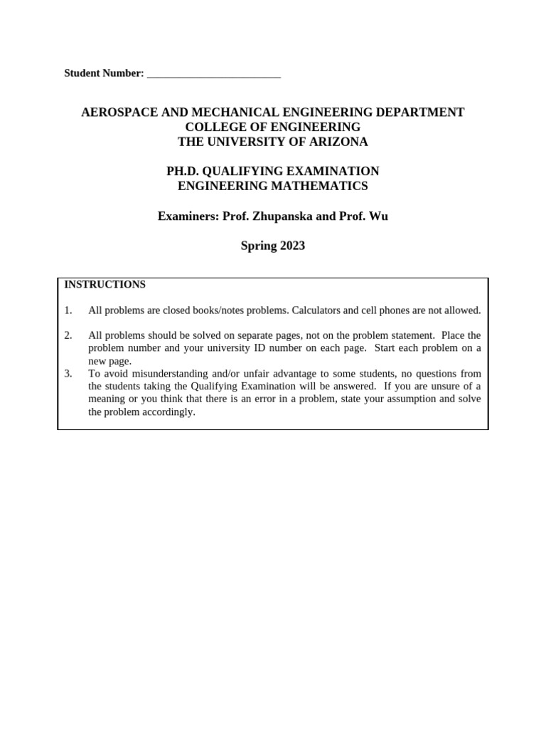 S2023 Math Qual Exam Final | PDF | Mathematical Analysis | Linear Algebra